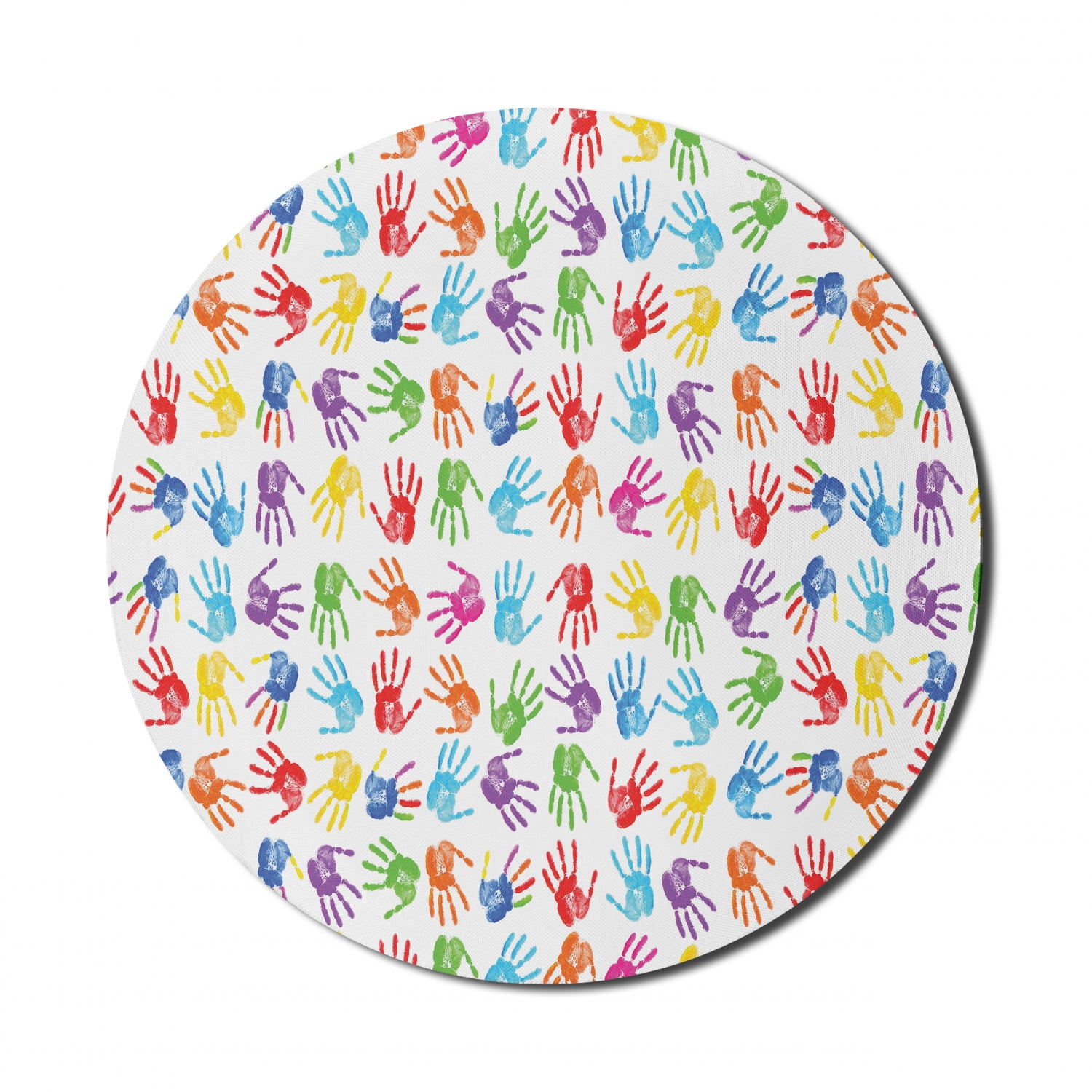 Colorful Mouse Pad for Computers, Human Handprint Kids Watercolor Paint ...