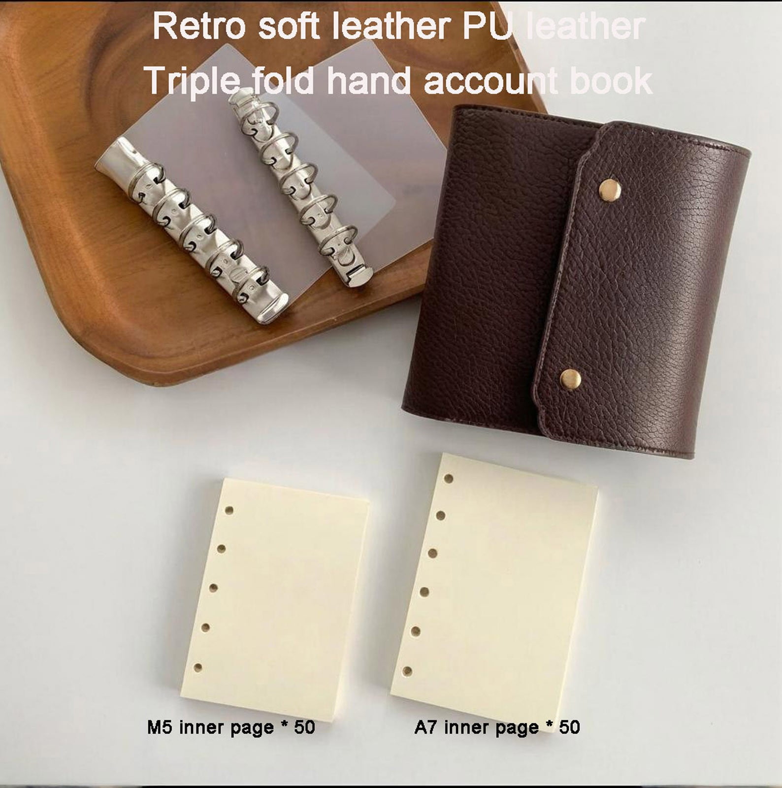 Cuaderno de diario tríptico de cuero suave retro M5A7 | Diario Marrón ...