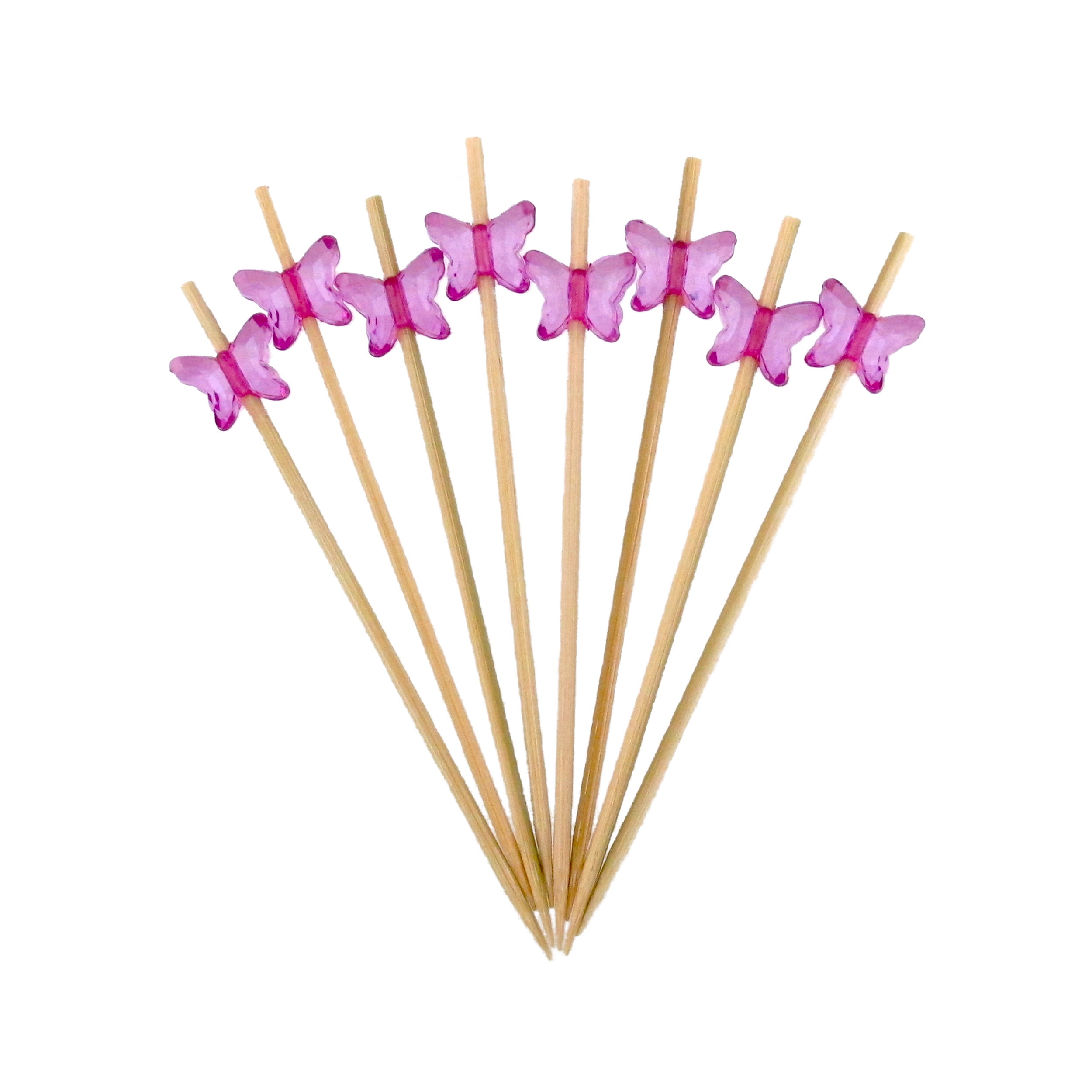 BambooMN Brand - Decorative Acrylic Butterfly End Bamboo Picks 3.9 ...