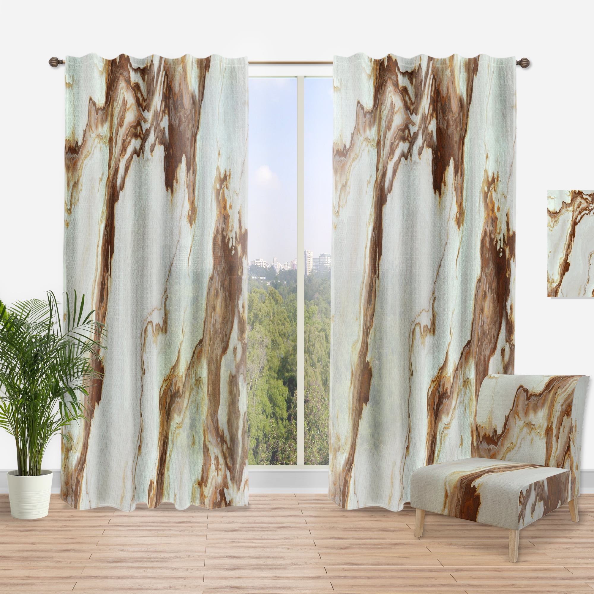 Designart 'Close Up Natural Onyx Texture' Mid-Century Modern Curtain ...