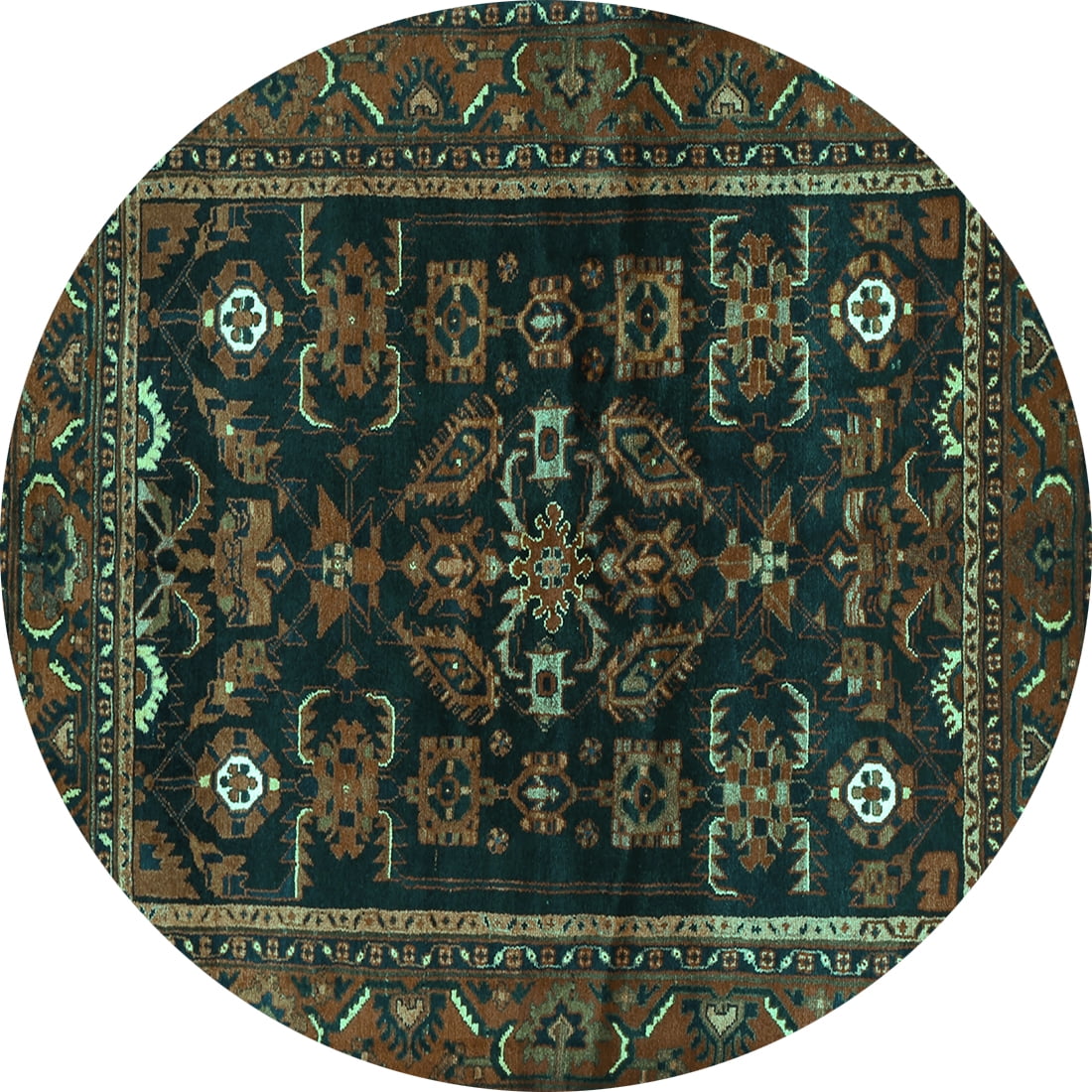 Ahgly Company Indoor Round Persian Turquoise Blue Traditional Area Rugs ...