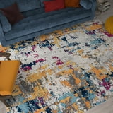 Contemporary 5x8 Area Rug (5'3'' x 7'3'') Abstract Multi-Color Living ...