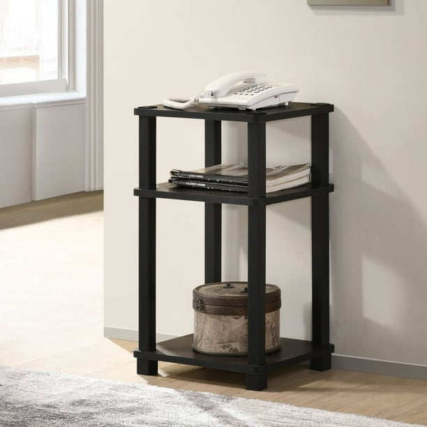 Three Tier Shelf/Side Table, Espresso Woodgrain Finish, No Tools ...