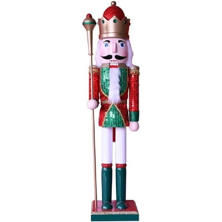 Nutcracker Ornament Walnut Soldier Sequins King Puppet Wooden Figures ...