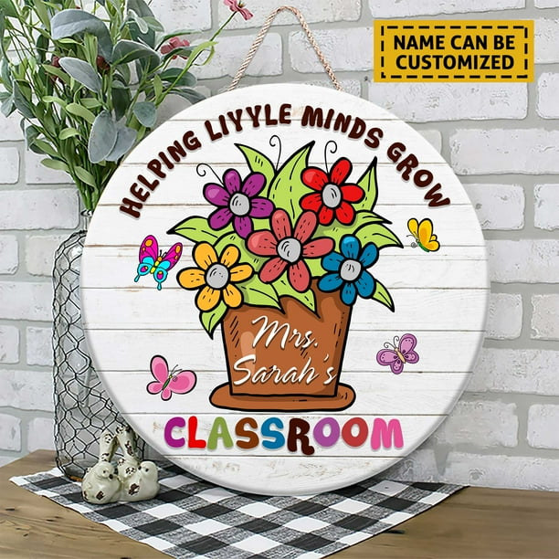 Flagwix Personalized Back To School Sign, Custom Round Wooden Teacher ...