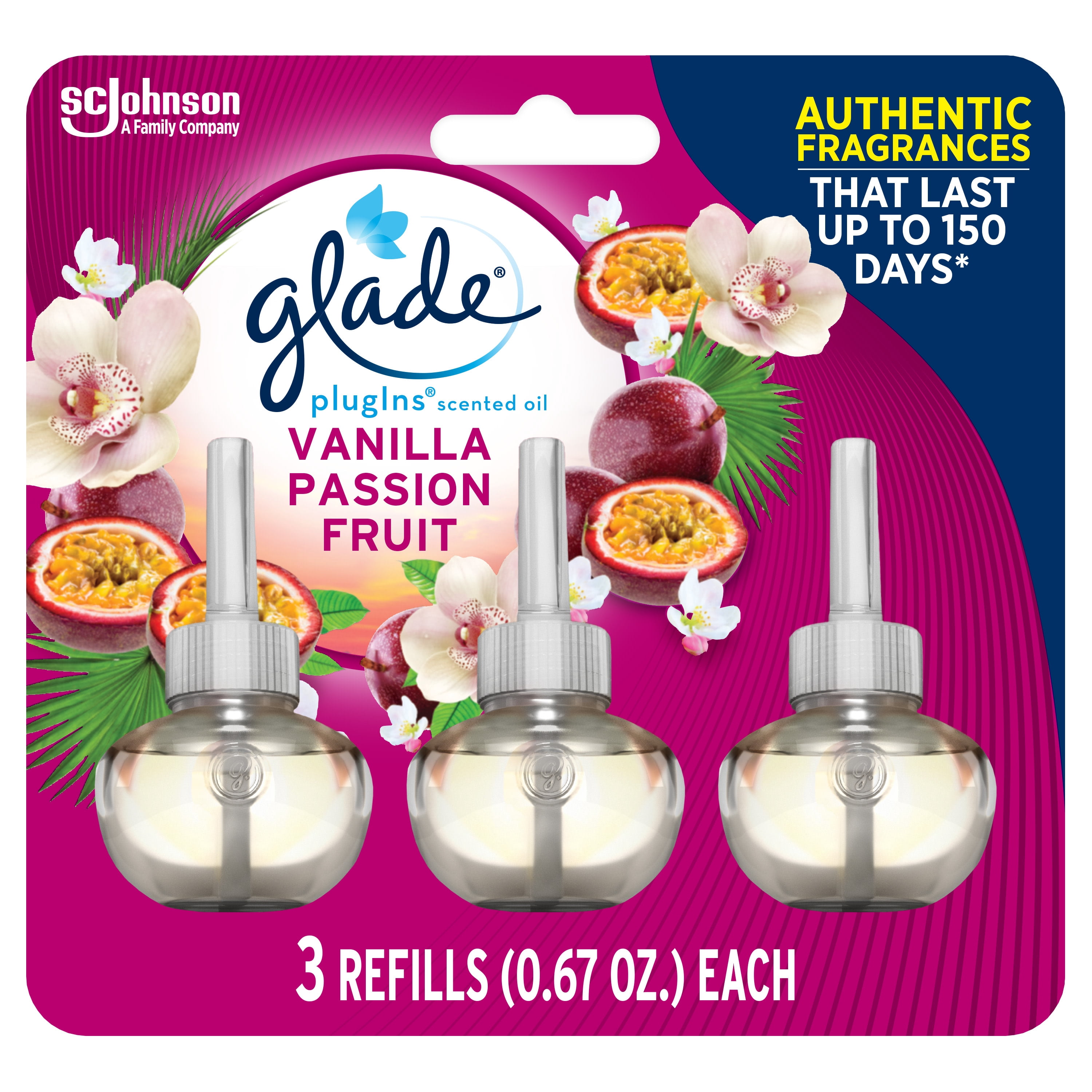 Glade PlugIns Scented Oil 3 Refills, Air Freshener, Vanilla Passion ...