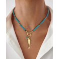 Chunky Gold Fish Pendant Necklace For Women Long Silk Scarf Turquoise ...