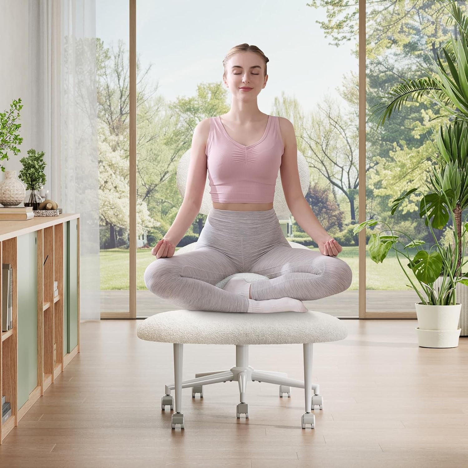 Pinmoco Ergonomic Cross Legged Swivel Chair for Adults, Adjustable ...
