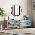 FITUEYES TV Stand Media Console Oak Shelves for TVs up to 75 Inch ...