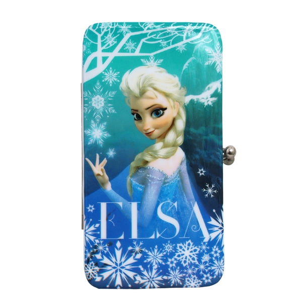 Frozen Elsa Snowflakes Animated Disney Movie Ball Clasp Hinge Wallet ...