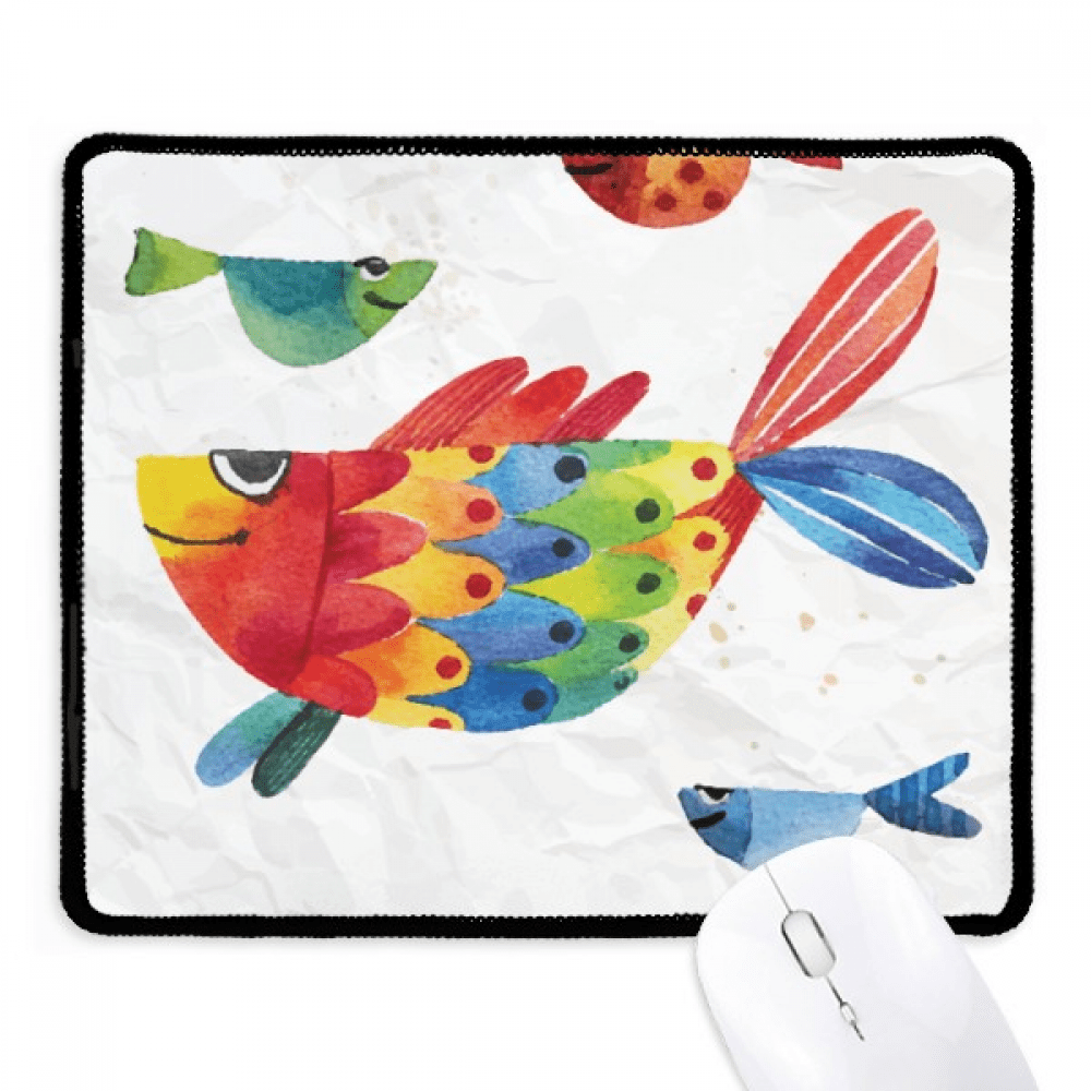 Cartoon Fish Colourful Animal Mousepad Stitched Edge Mat Rubber Gang ...