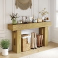 63 Inch Rustic Farmhouse Console Table, Oak MDF Sofa Table with ...