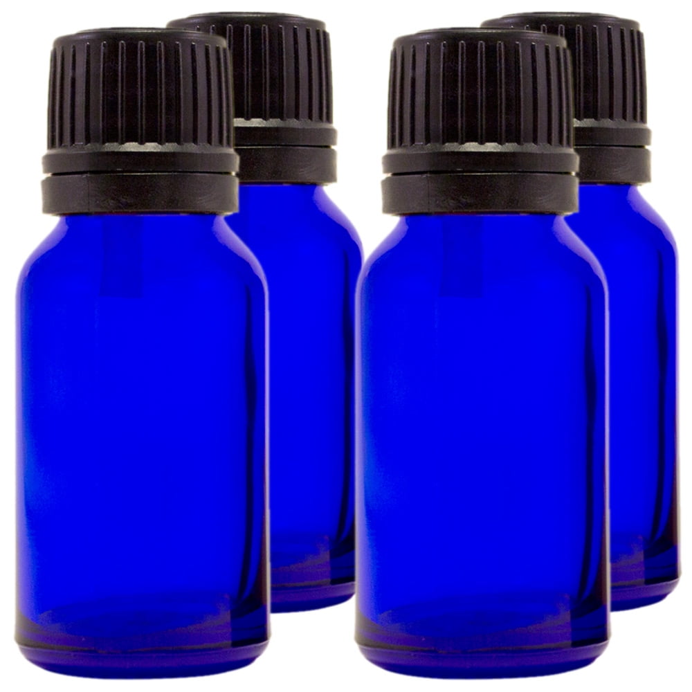 Cobalt Blue Glass Bottle 15 Ml 12 Fl Oz W Euro Dropper And Tamper Evident Cap Pack Of 4