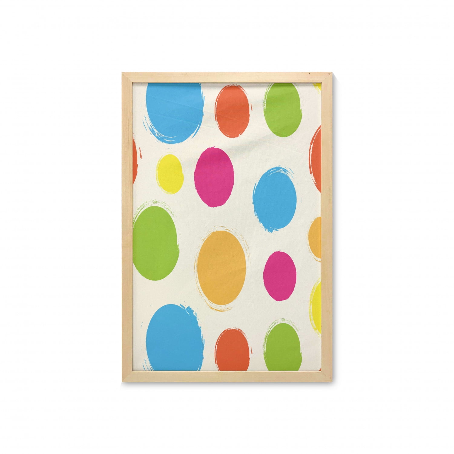 Abstract Wall Art with Frame, Colorful Dots Circular Disc Shaped Round ...