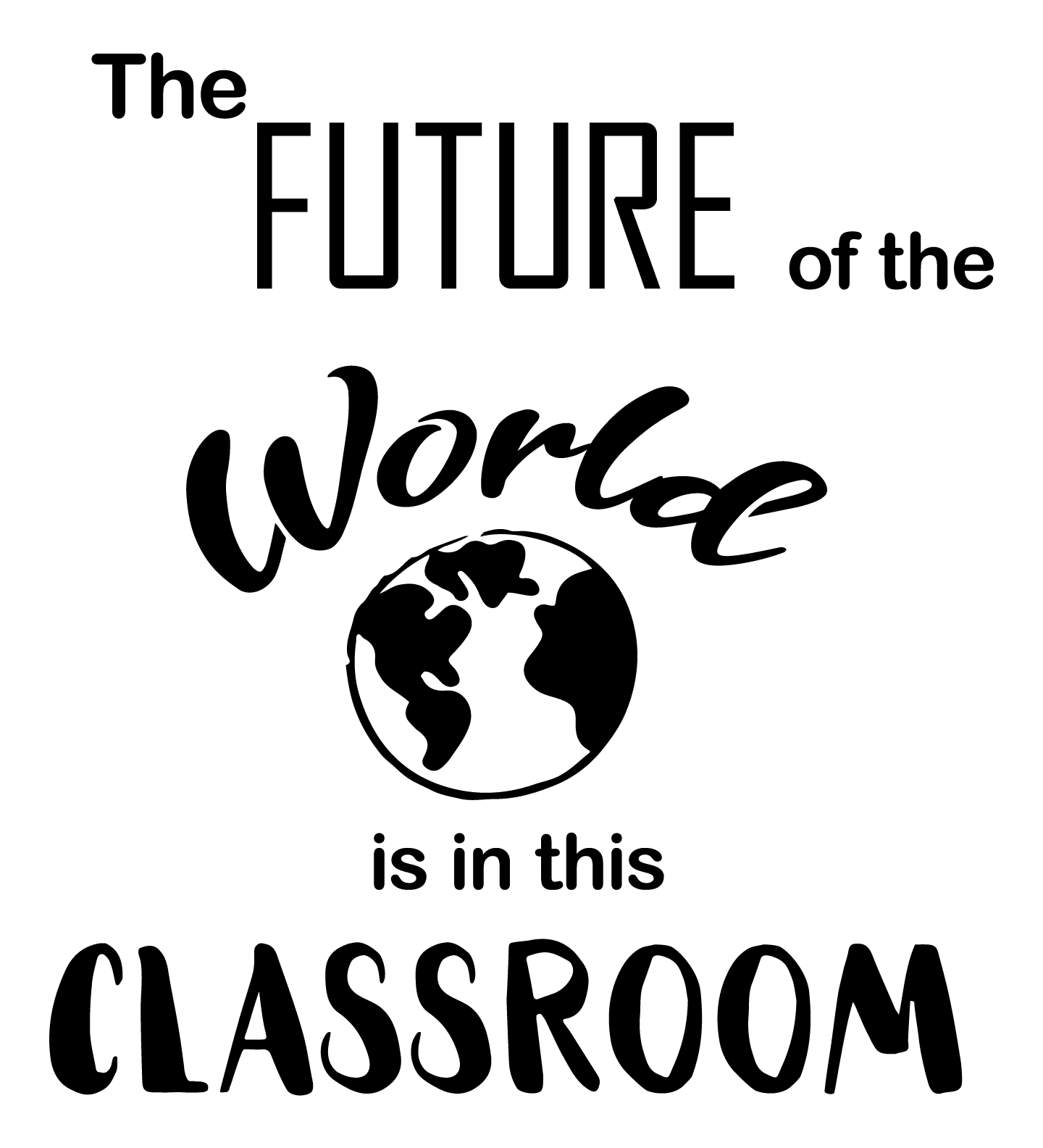 The Future of the World is in This Classroom with Globe Earth Black and ...