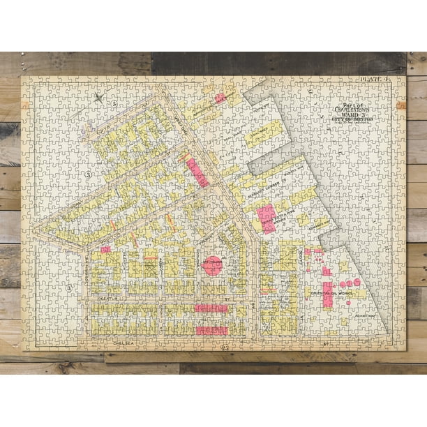 1000 piece puzzle-1892 Map Boston Atlas of the city of Boston ...