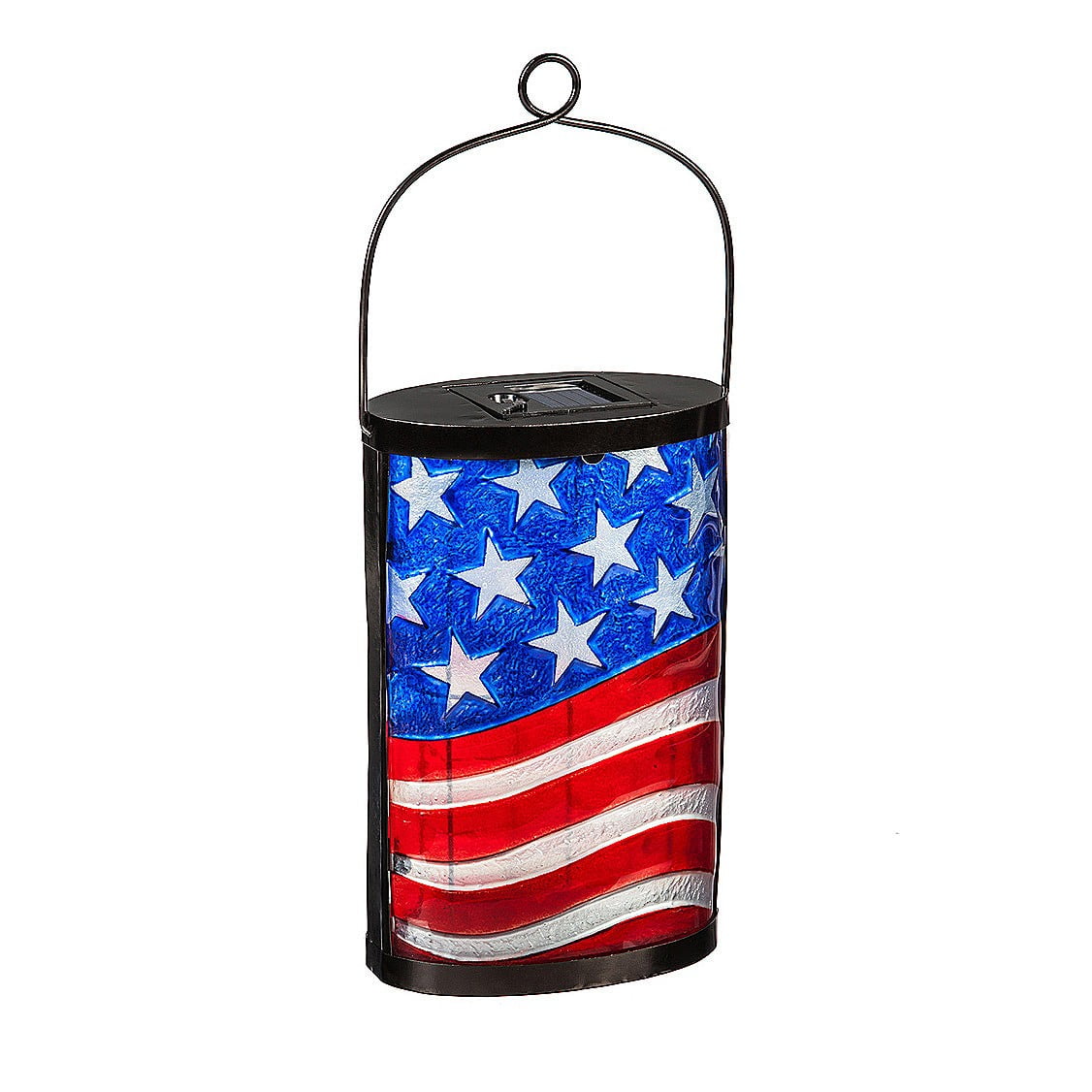 Evergreen Solar Lantern, Stripe, Patriotic Flag- 6 x 9.5 x 4 Inches ...