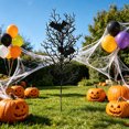 Bare Twig Floral Pick with Glitter Pumpkin Bats Bug Accents, Halloween ...