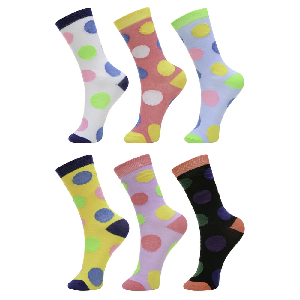 Daresay - DARESAY Womens Girls 6 Pack Novelty Fun Crew Balls Socks ...