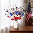 3-Piece Patriotic Artificial Berry Branch Decorations, Red White Blue ...