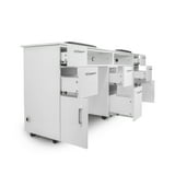 Drexel Manicure Table (Double) Tufted Side Panel Nail Desk with Marble ...