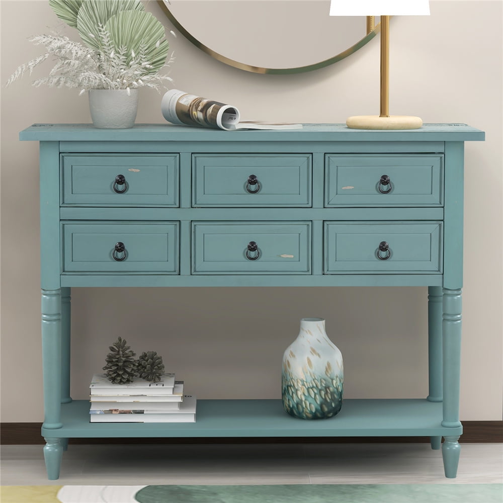 Antique Green Console Table Buffet Sideboard, 46" Buffet Cabinet ...