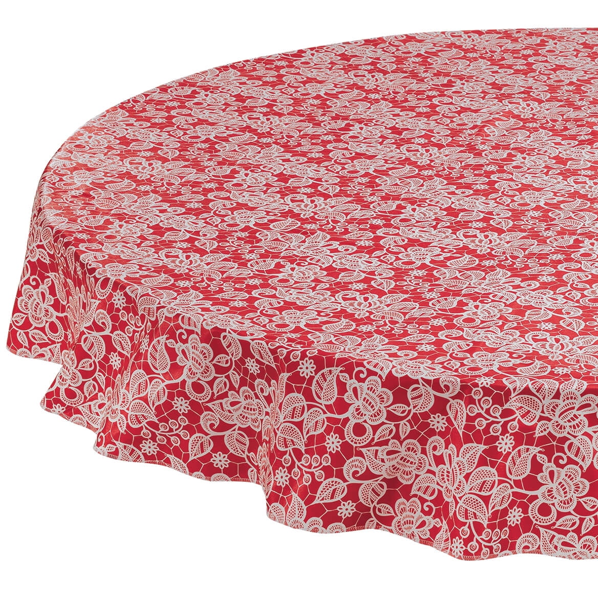 Lovely Lace Elasticized Table Cover, 100% Polyester, Floral Print, Home ...