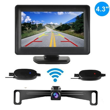 Podofo Wireless Car Backup Camera Kit 4.3" Mirror Monitor Waterproof ...