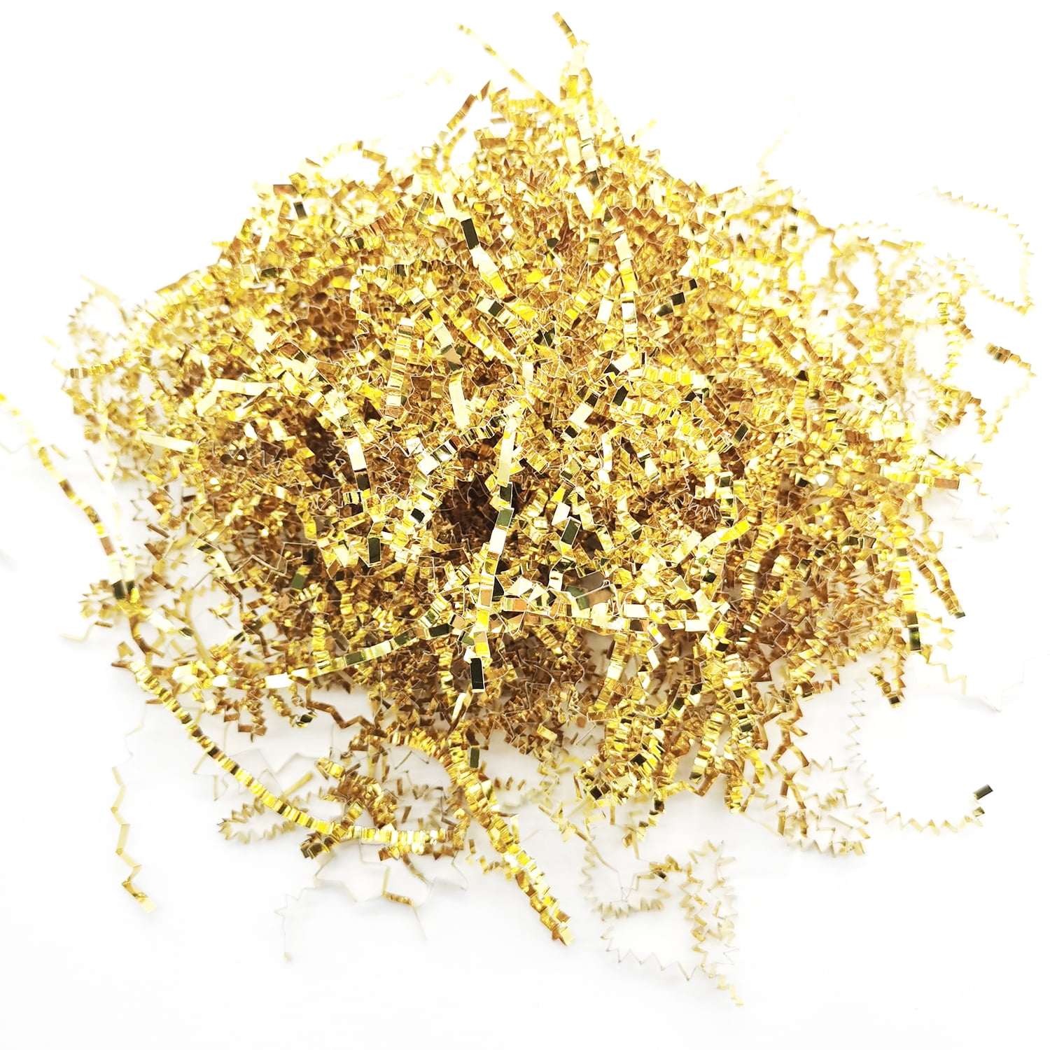 Gold Crinkle Paper Shred Basket Box Filler 1/2 LB Cut Metallic Grass ...