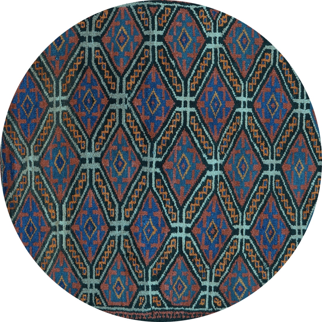 Ahgly Company Indoor Round Southwestern Light Blue Country Area Rugs, 8 ...