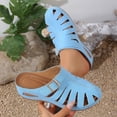 BADHUB Women Closed Toe Mule Sandals Thong Summer Shoes Comfortable ...