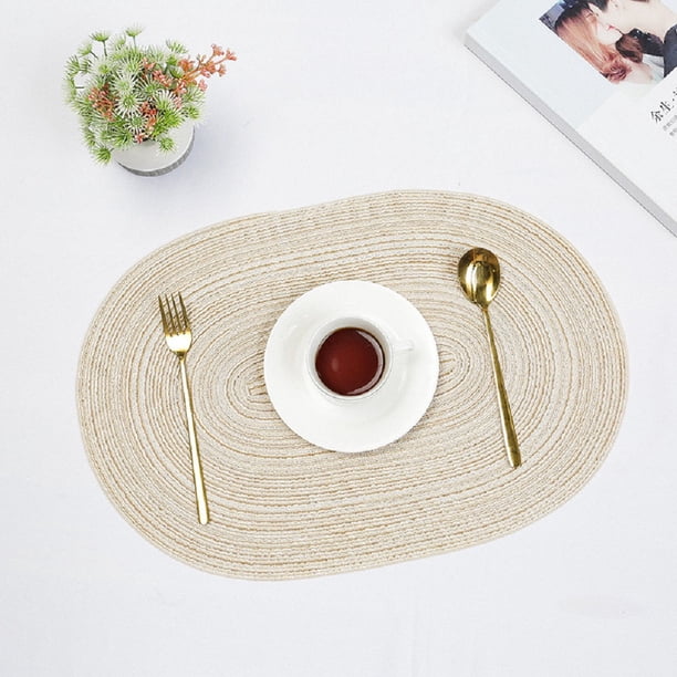 1/4/6/10PCS Oval Table Mats Braided Placemats for Dining Tables Natural ...