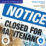 Closed For Maintenance Sign, OSHA Notice Sign, - Walmart.com