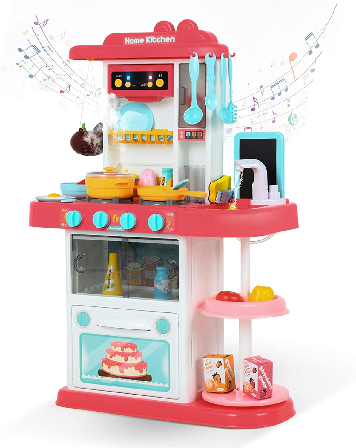Uenjoy Kids Mini Kitchen Playset Plastic Pretend Play Kitchen with ...