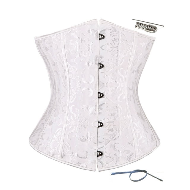 DODOING Women Satin Lace Sexy Bustier Corset Basque Lace Up Lingerie G ...