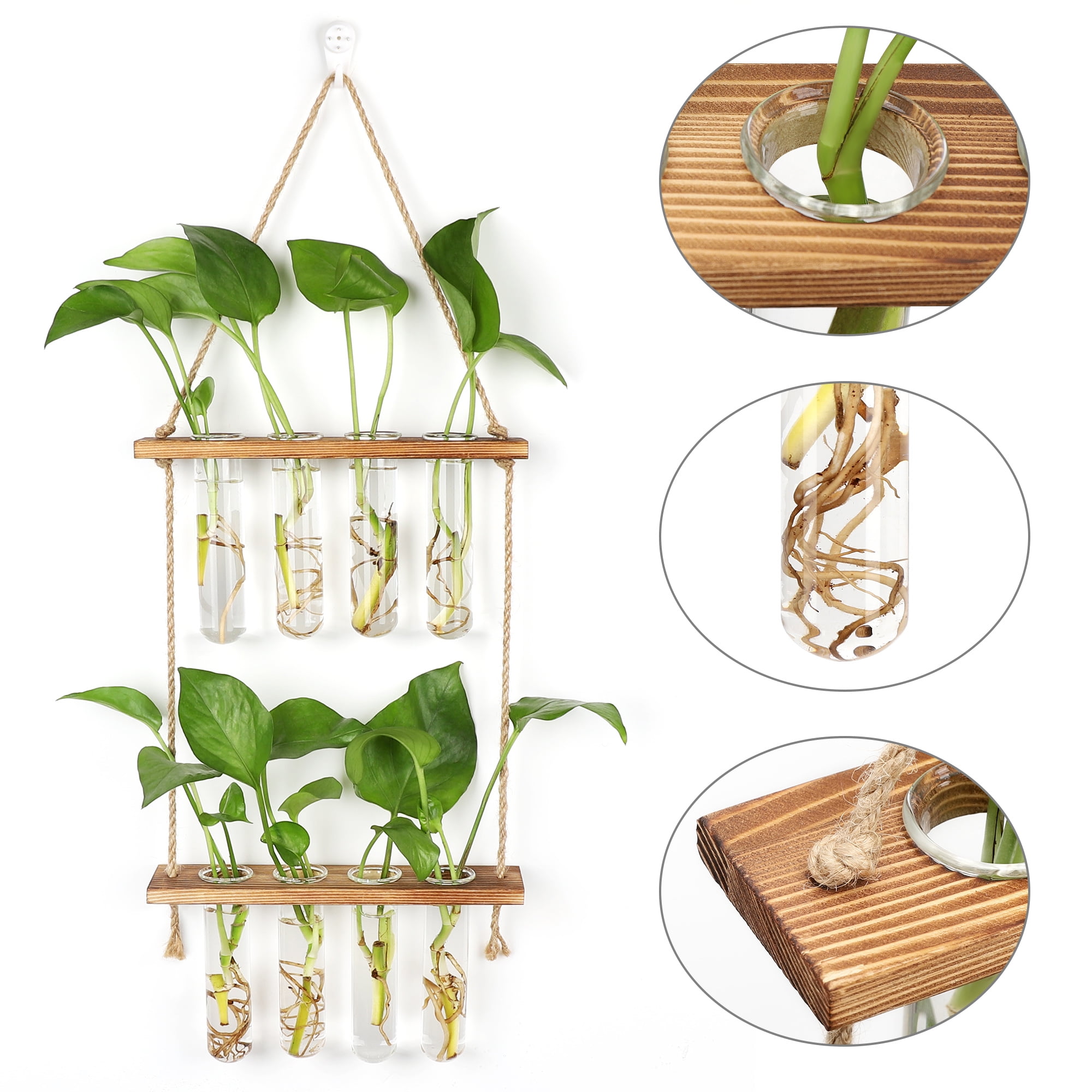 Hyindoor Propagation Station with 8 Glass Tubes Wall Hanging Planter ...