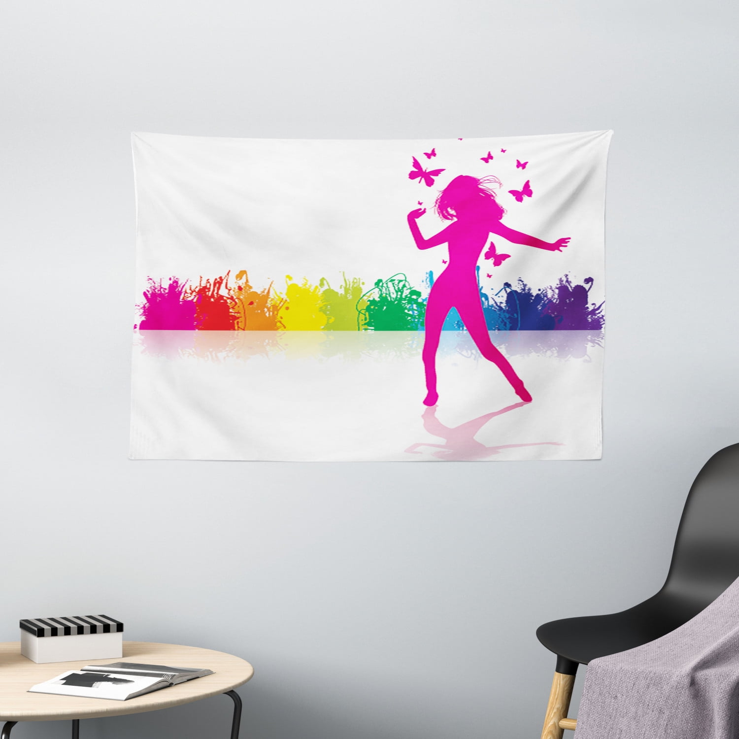 Colorful Tapestry, A Girl Dancing in front of Color Splash Crowd Music ...