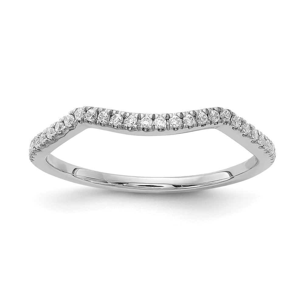 Solid 14k White Gold Diamond Contoured Curved Notched Wedding Band Ring ...
