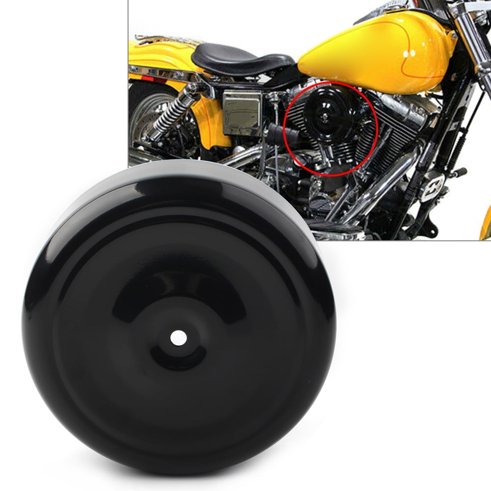 ZS 7" Bobbed Style Motorcycle Air Cleaner Cover Plain Black for Harley ...
