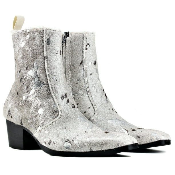 OSSTONE Dress Boots Chelsea Pony Hair Leopard Boots for Men OSSTONE Dress Boots Chelsea Pony Hair Leopard Boots for Men