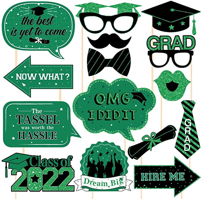 Buy Graduation Photo Props Green, Congrats Grad Photo Booths for Class ...