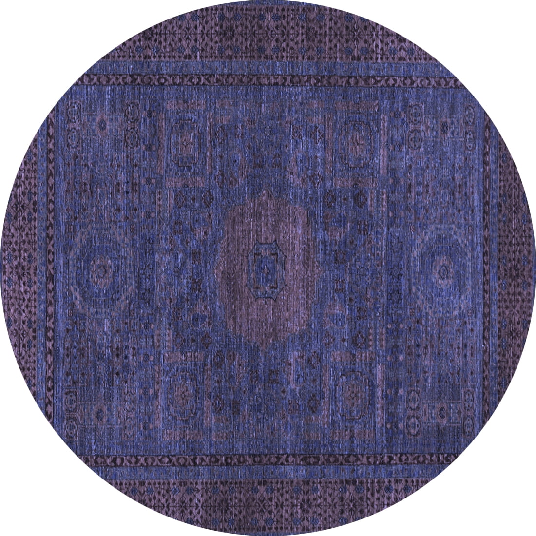 Ahgly Company Machine Washable Indoor Round Abstract Blue Modern Area ...