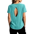 Open Back Workout Tops for Women 2026 Summer Short Sleeve Crewneck ...