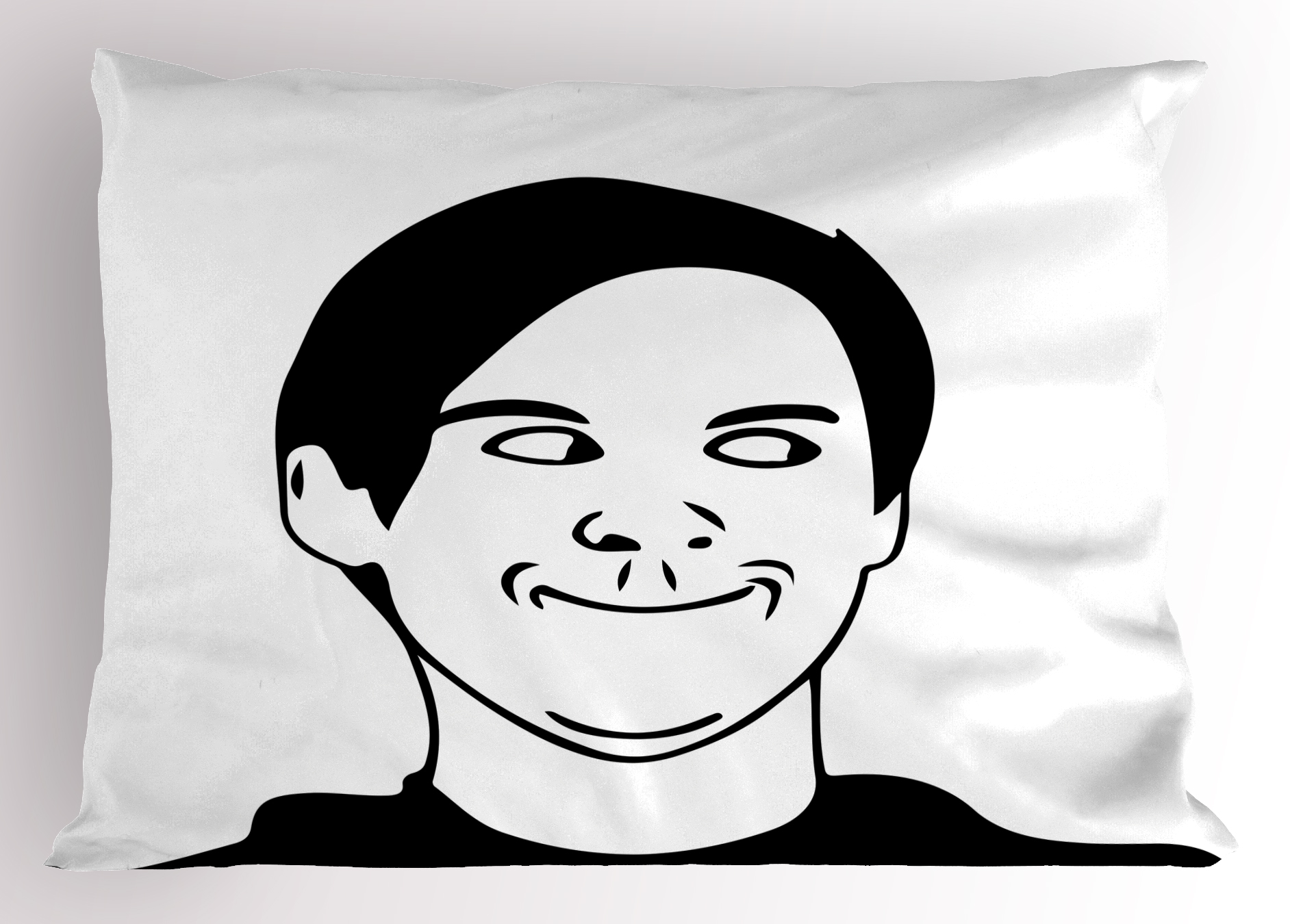 Humor Pillow Sham Irritating Troll Face Man with Cynical Expression Oh ...
