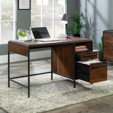 Nathan James Parker Modern Home Office Desk in Walnut Wood with Open ...