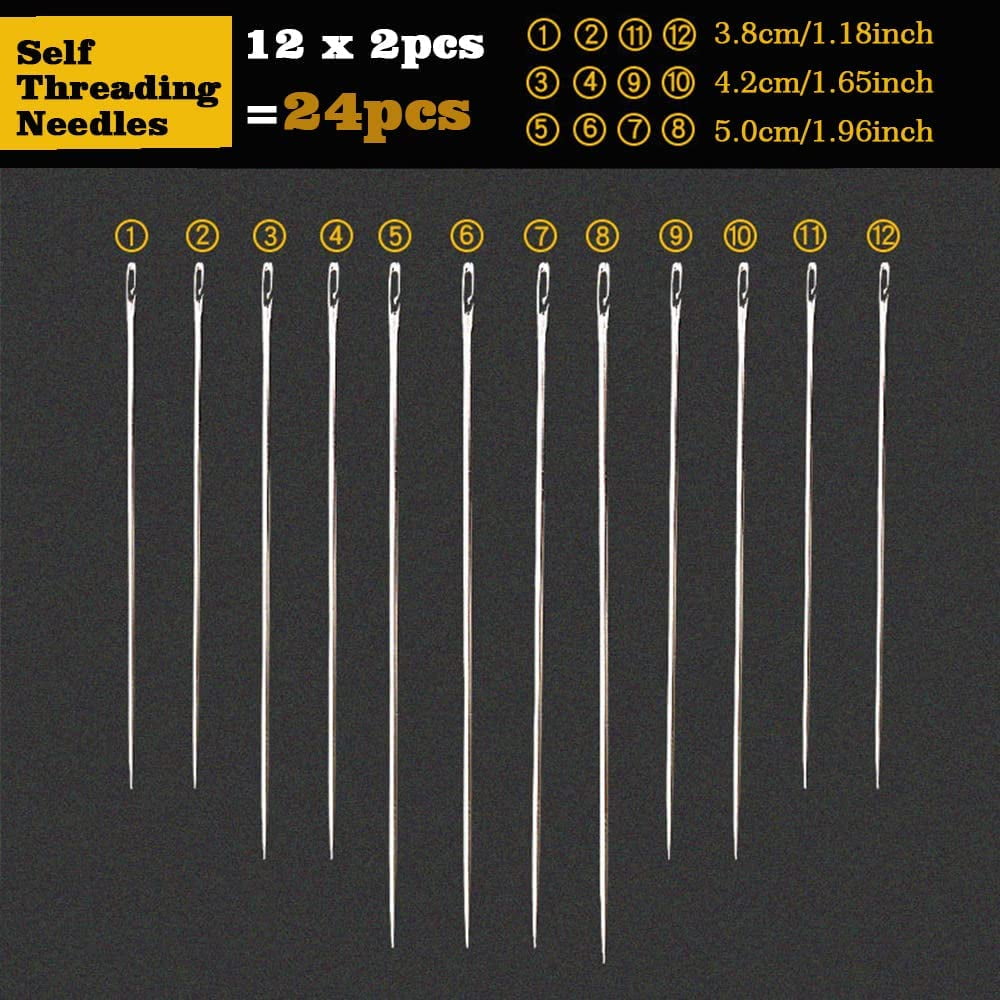 Sewing Needles, 15PCS Large Eye Sewing Needles, 24 PCS Self Threading ...