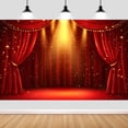 7X5ft Red Stage Curtain Backdrop Gold Spotlight Glitter Stars ...