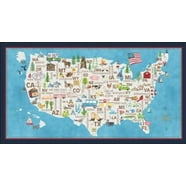 24" X 44" Panel Stateside United States of America USA Map Multicolor ...