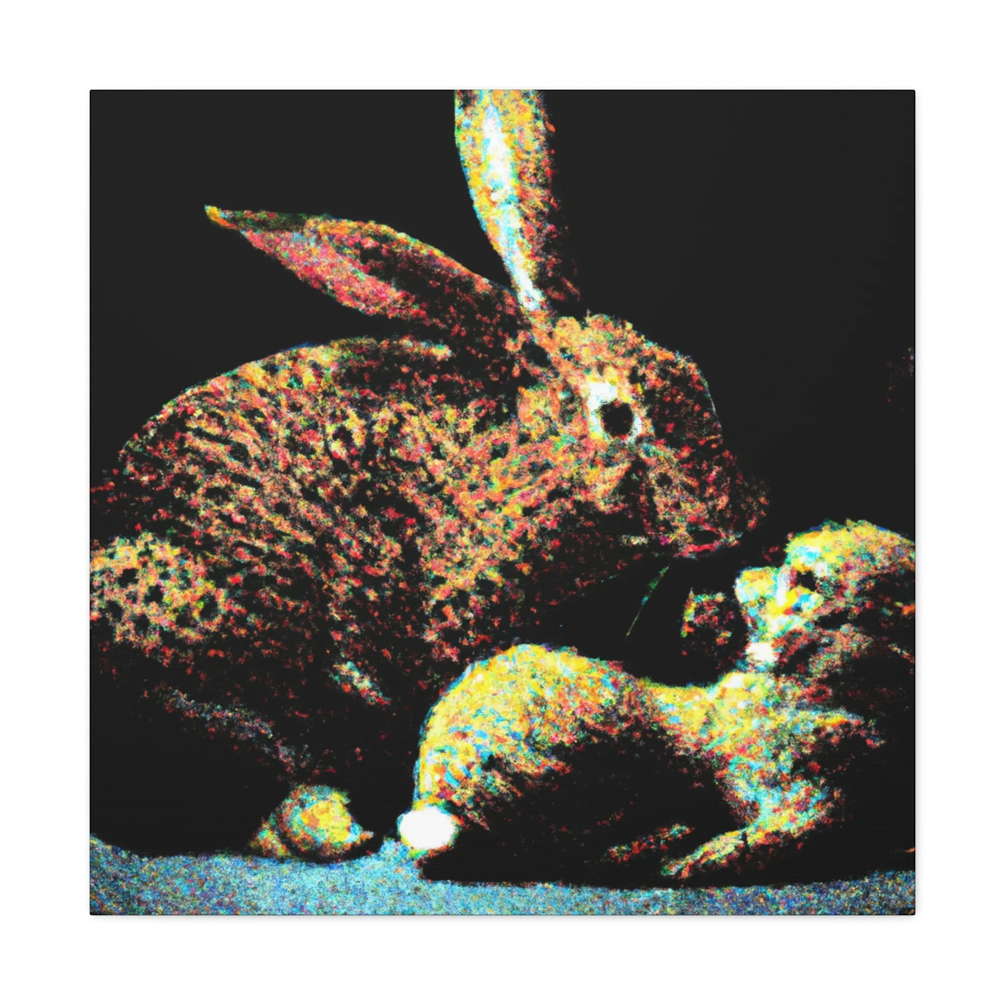 Rabbit's Pointillist Dream - Canvas - Walmart.com