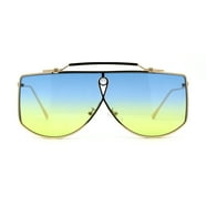 Futuristic Rectangle Sunglasses Wide Arms Color Tinted Lens 57mm (Red ...